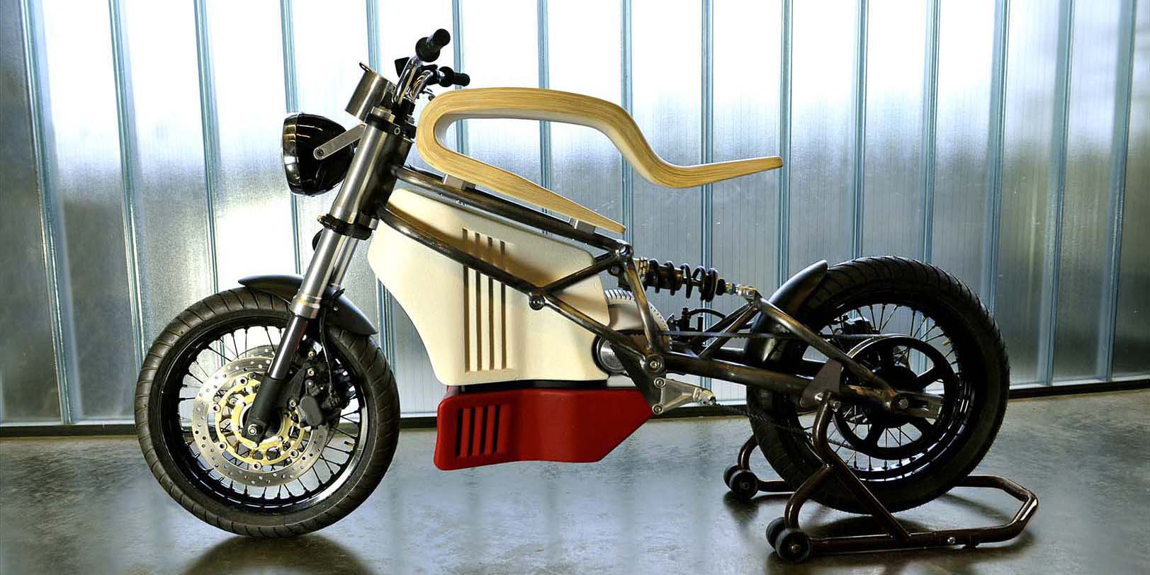 The E-Raw concept electric motorcycle combines wood and steel for a one ...