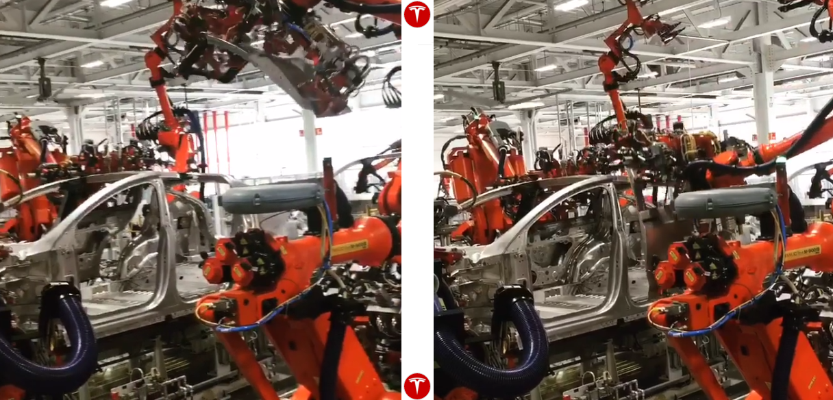 Watch this video of Tesla's giant robots installing a Falcon Wing door ...