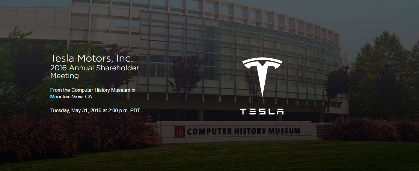 Tesla (TSLA) will hold its 2016 Shareholders meeting tomorrow - here's ...