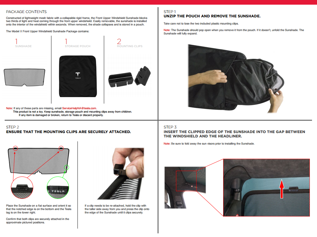 Tesla is sending out free sunshade to Model X owners for the panoramic ...