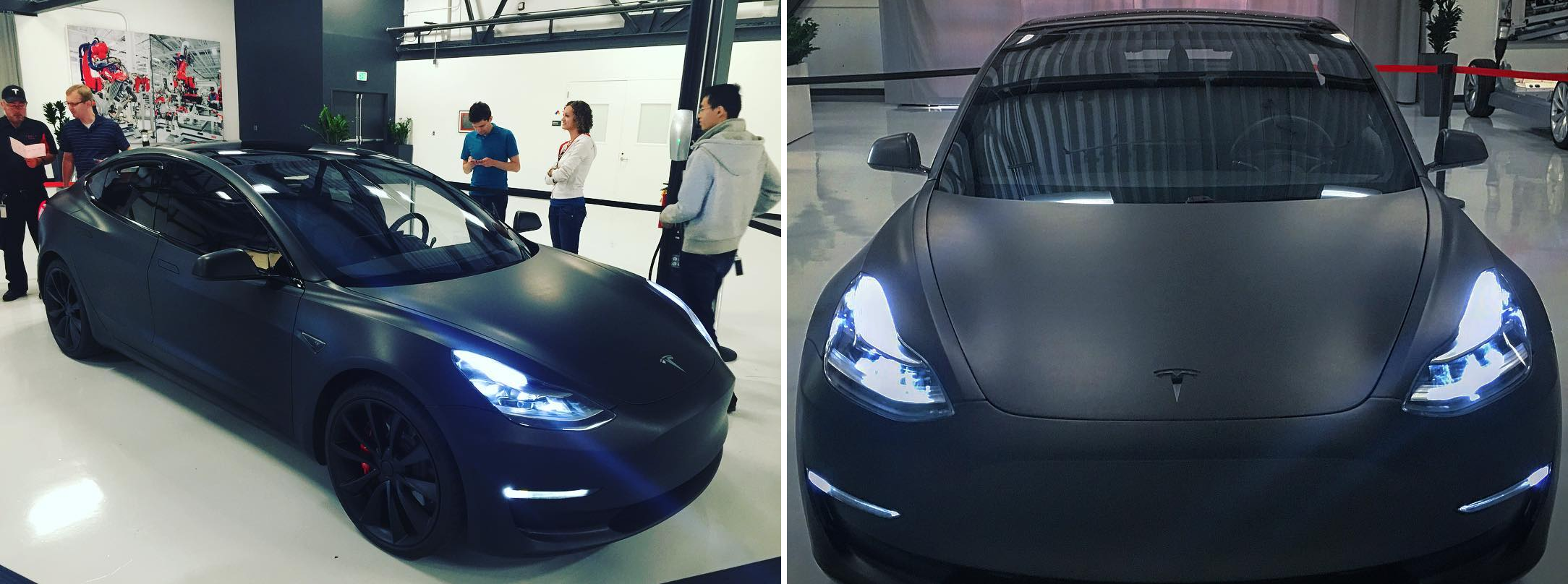 New Tesla Model 3 pictures from prototype being displayed at Tesla's HQ ...