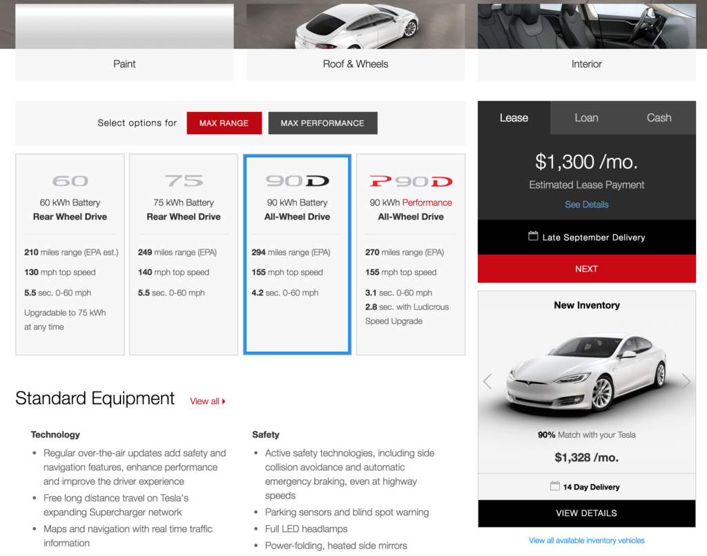 Tesla now suggests similarly spec'd inventory cars when custom ordering ...