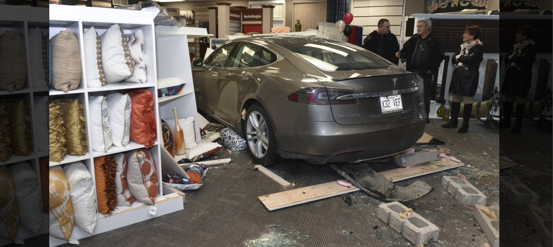 Tesla Model S crashes into a store, driver admits error and doesn't ...