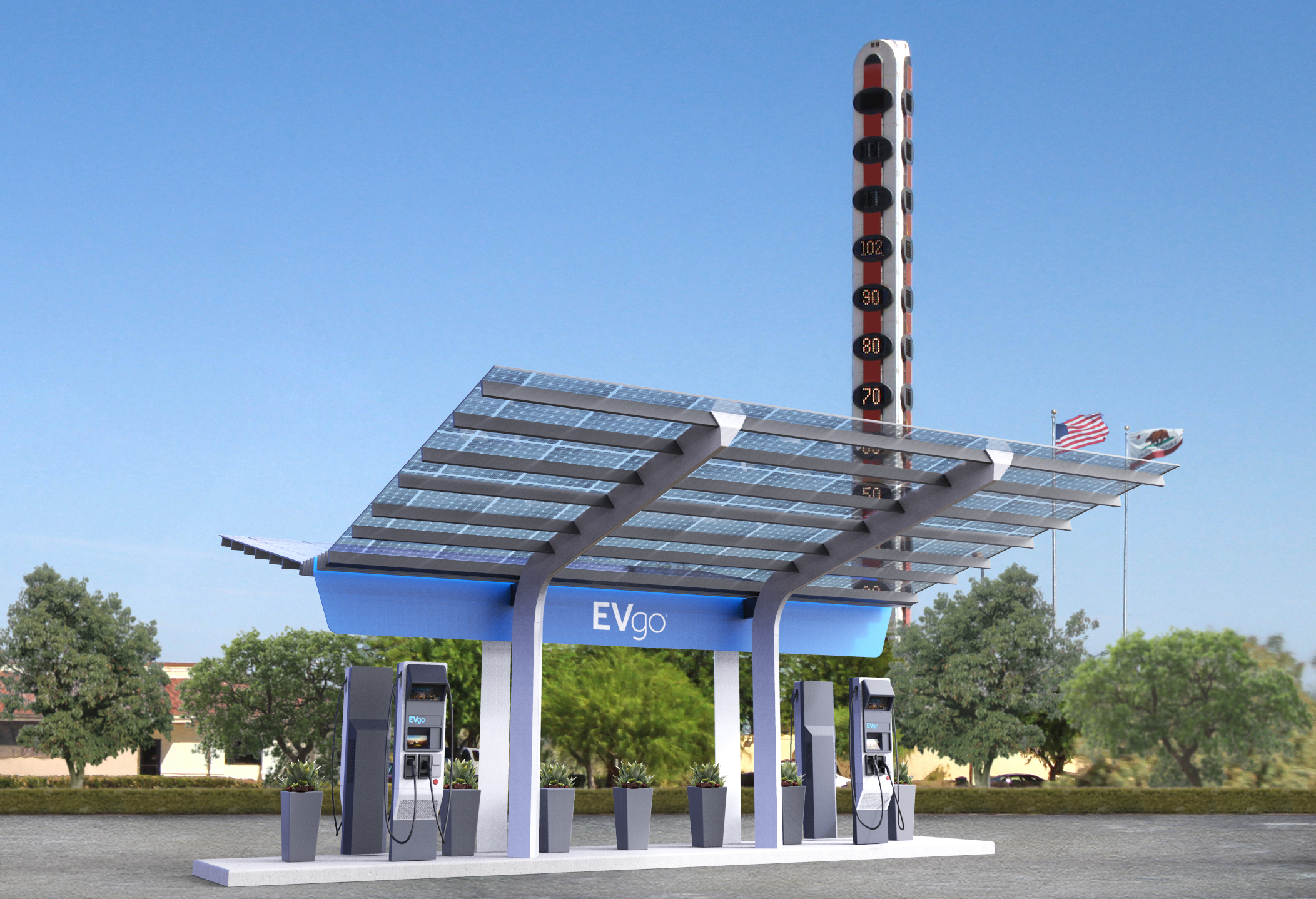 The first electric vehicle DC fast-charging station capable of 350 kW ...