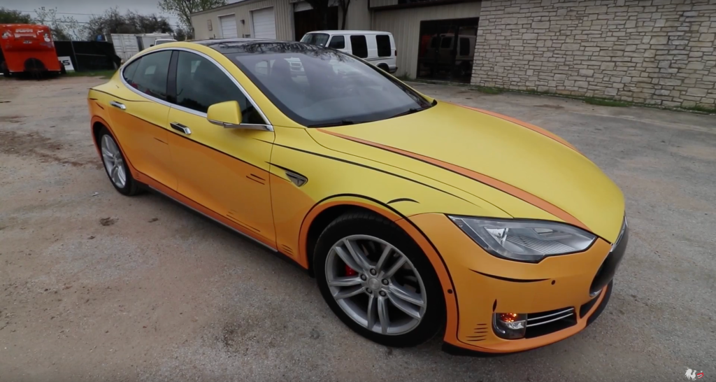 Tesla owner wrapped his Model S to make it look like a cel shading 2D ...