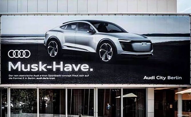 Audi teases Tesla and Elon Musk in a new billboard ad for upcoming ...