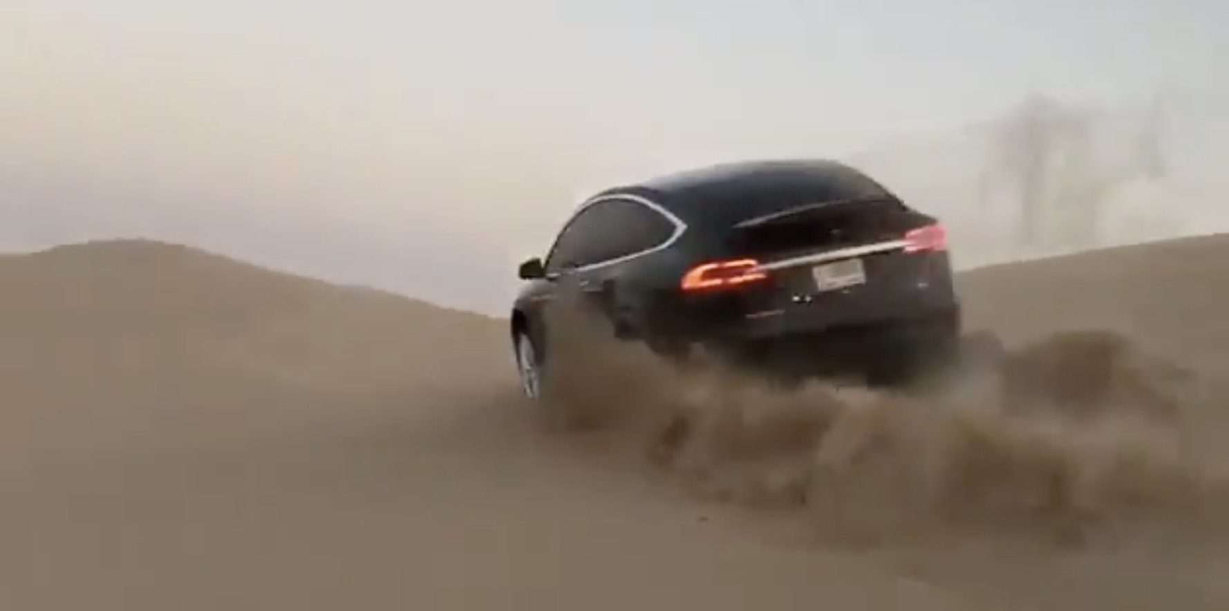 Tesla Model X goes drifting off-road in the desert - Electrek