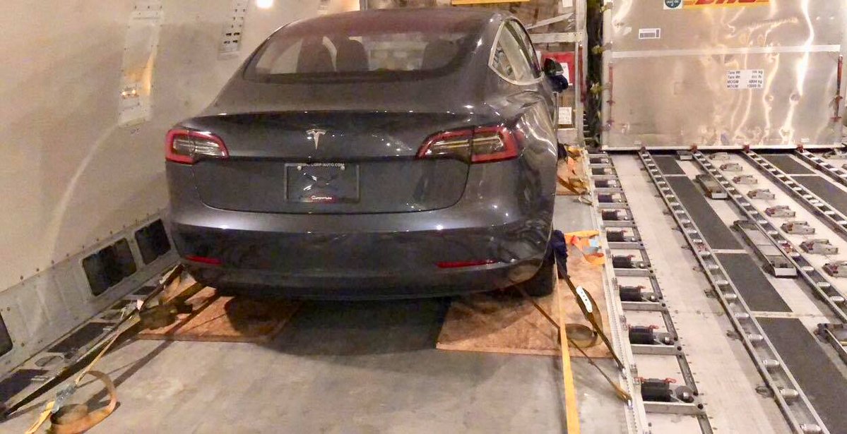 Tesla Model 3 vehicles spotted on their way to Germany, presumably to ...