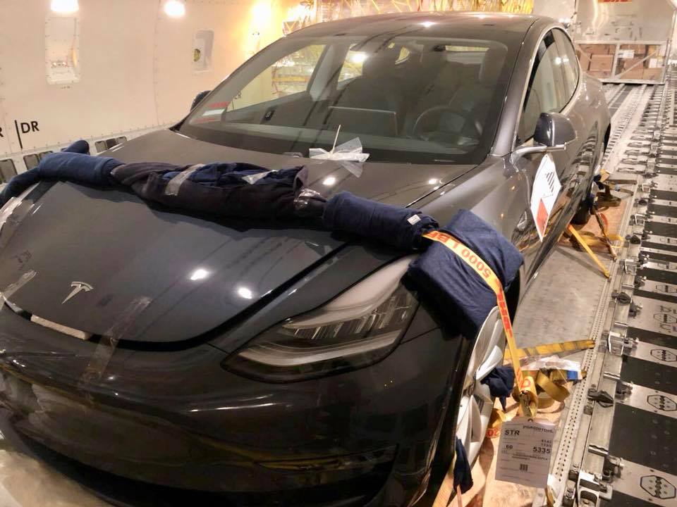 Tesla Model 3 vehicles spotted on their way to Germany, presumably to ...