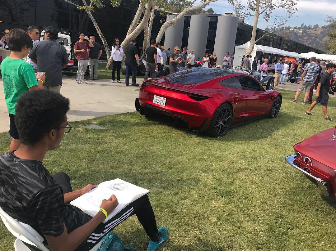 Tesla Roadster prototype makes rare appearance to inspire young car ...