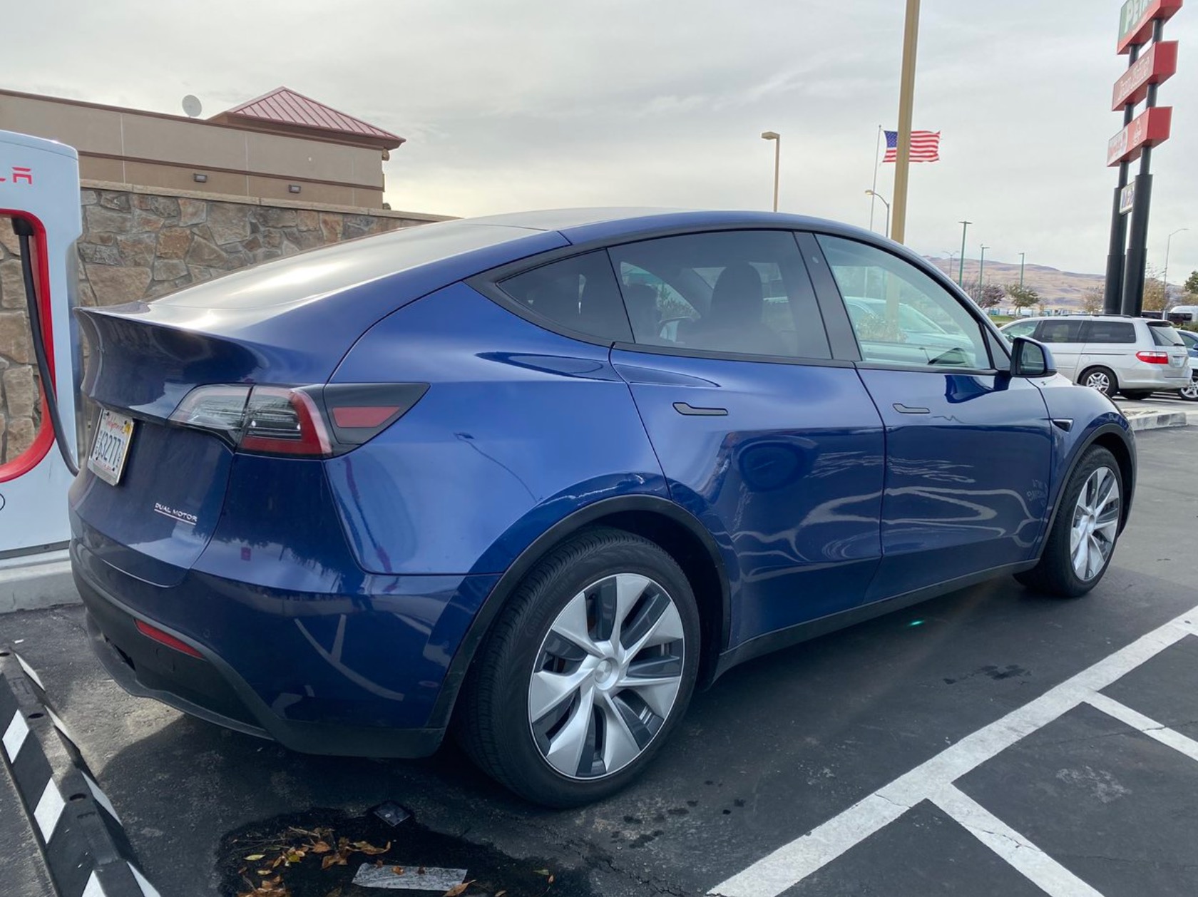 I saw a Model Y at the factory the other night with red calipers and ...