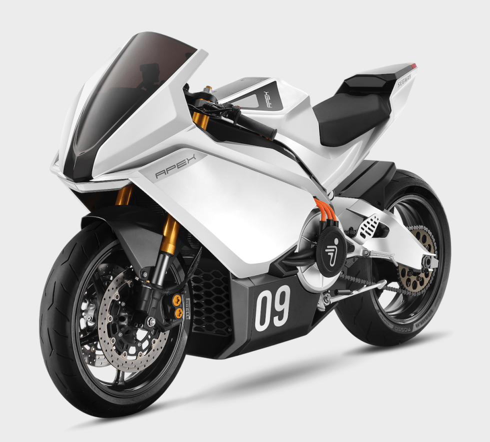 Segway Apex electric motorcycle concept performs hot laps on video