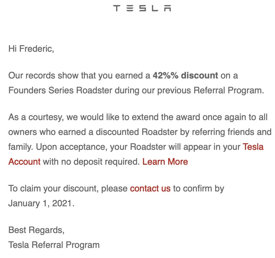 Tesla gives deadline to Roadster referral discount winners | Electrek
