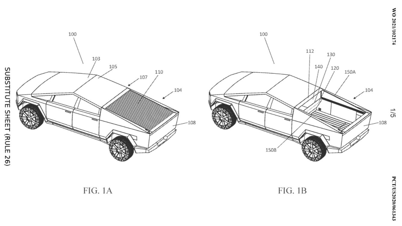 Tesla Cybertruck retractable solar bed cover revealed in patent | Electrek
