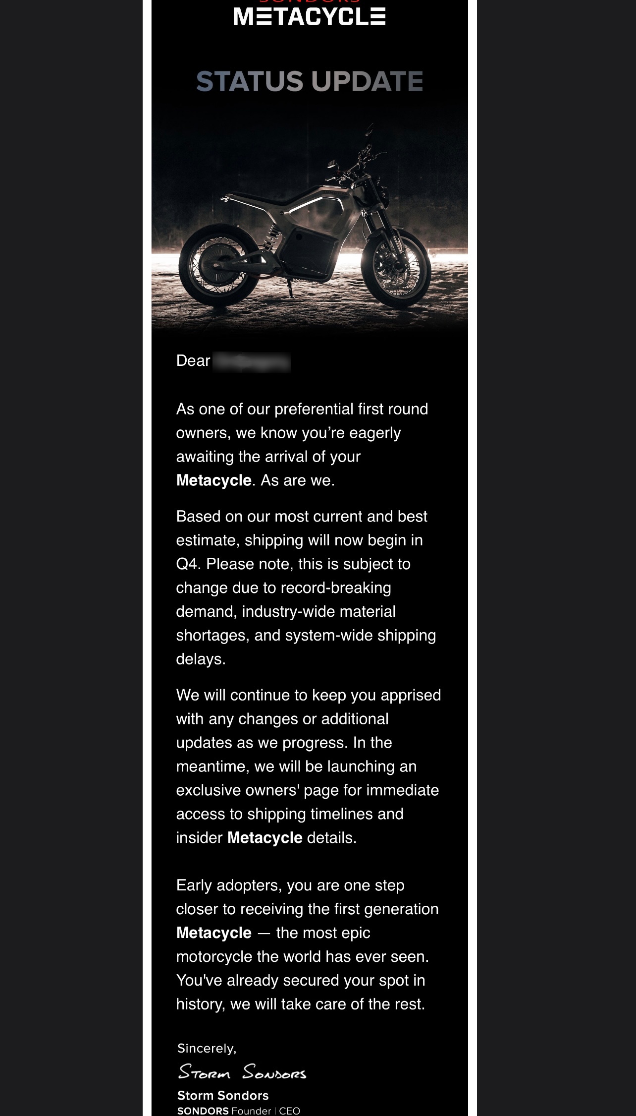 Emails reveal $5,000 SONDORS Metacycle electric motorcycle production ...