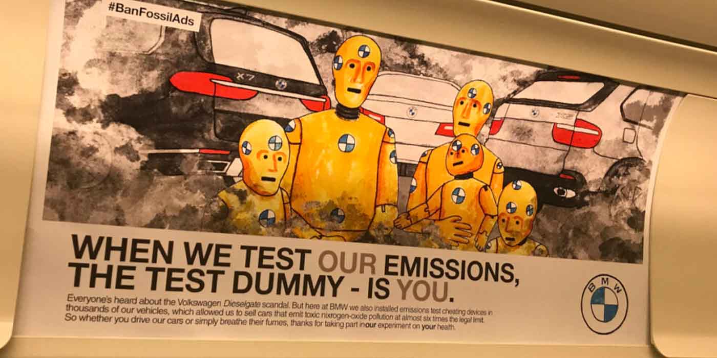 Climate activists' subvertising billboards call out Toyota and BMW