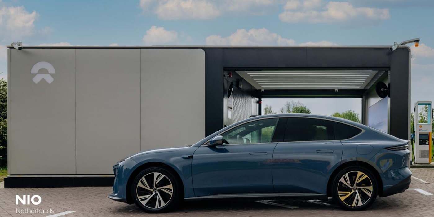 NIO and Shell open first EV battery swap station in Europe