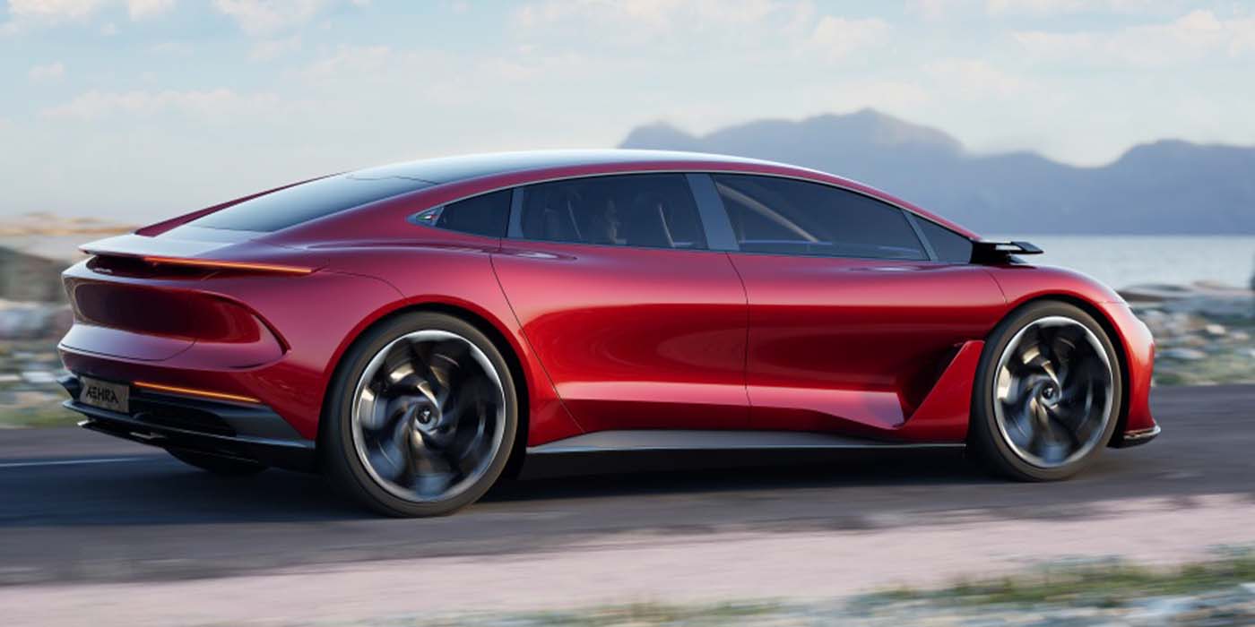 AEHRA unveils GT called 'the sedan' targeting 500 mile range