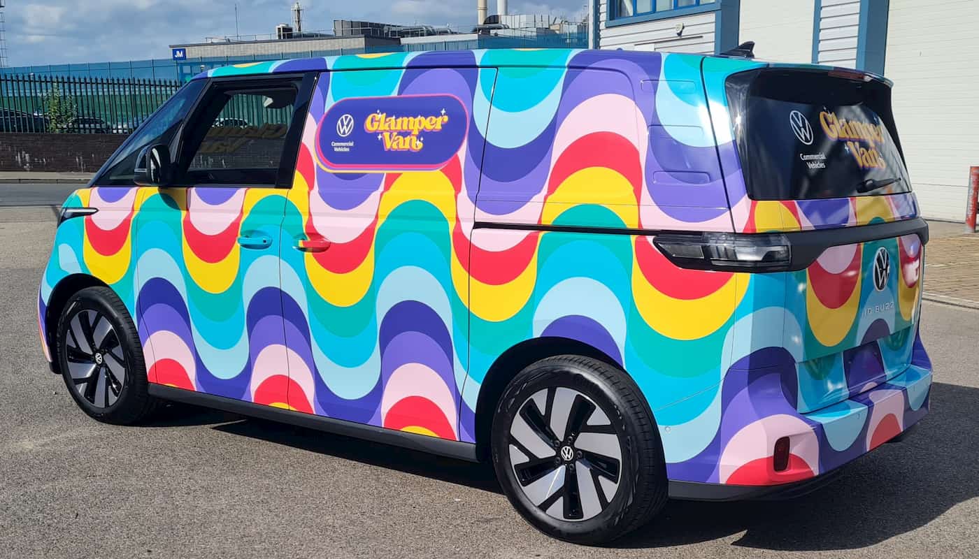 VW’s funky ‘Glamper Van’ is an electric minibus built for festivals