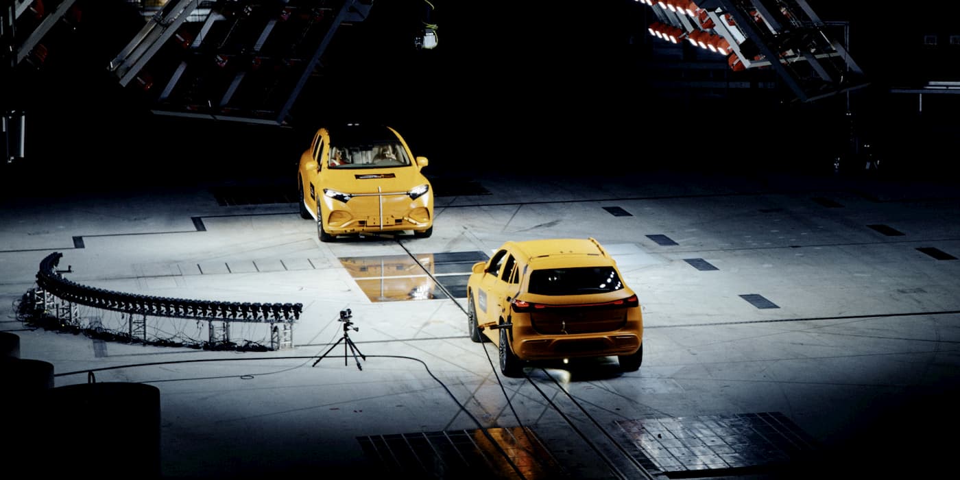 Watch Mercedes crash two EVs together to prove they're safe