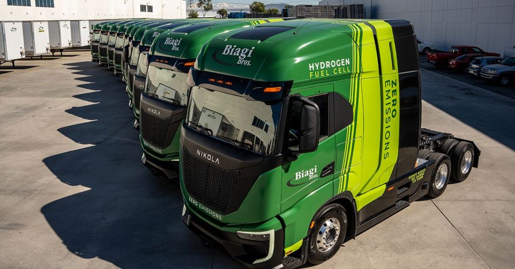 Biagi Bros. posts pictures of its ten Nikola hydrogen semis