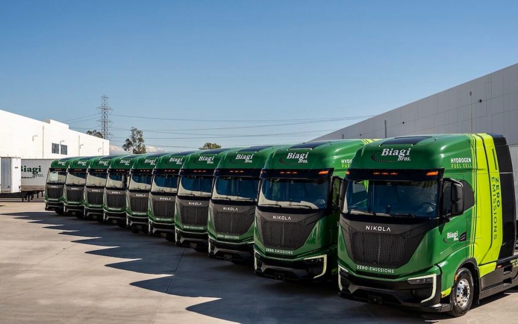 Biagi Bros. posts pictures of its ten Nikola hydrogen semis