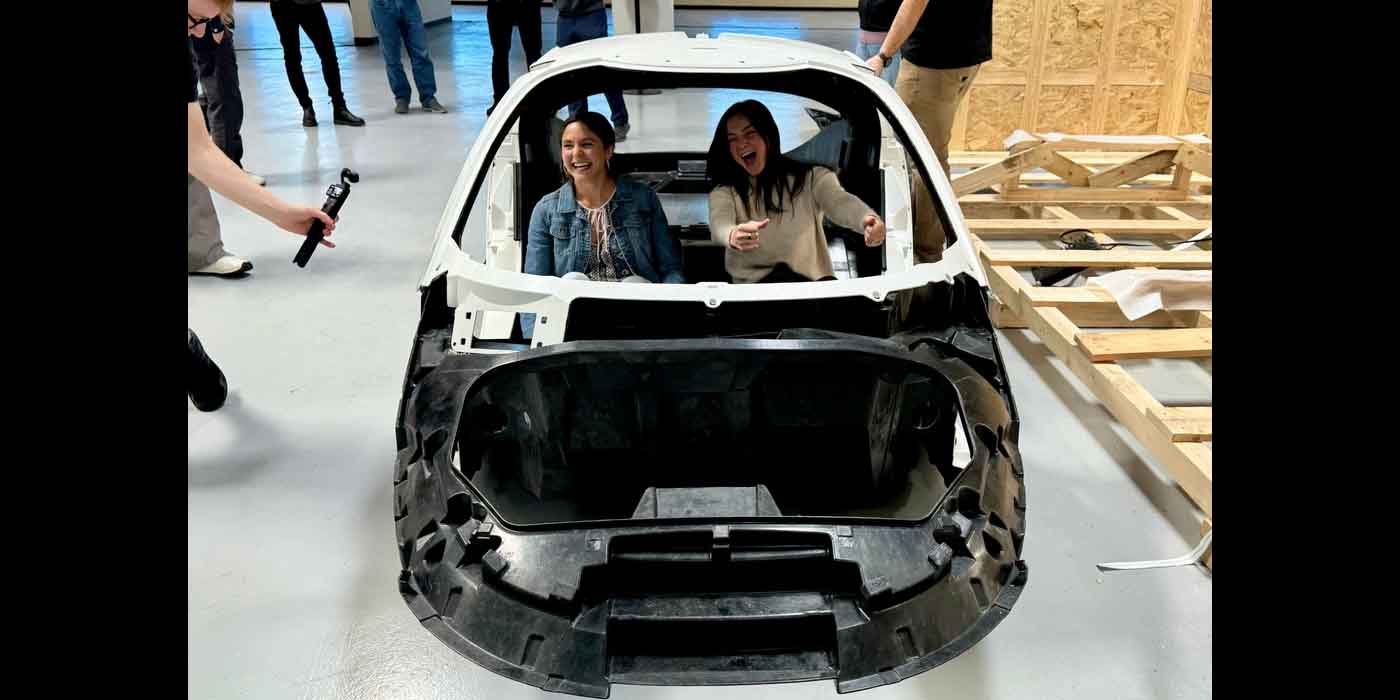 Aptera's first solar EV production body arrives at its headquarters