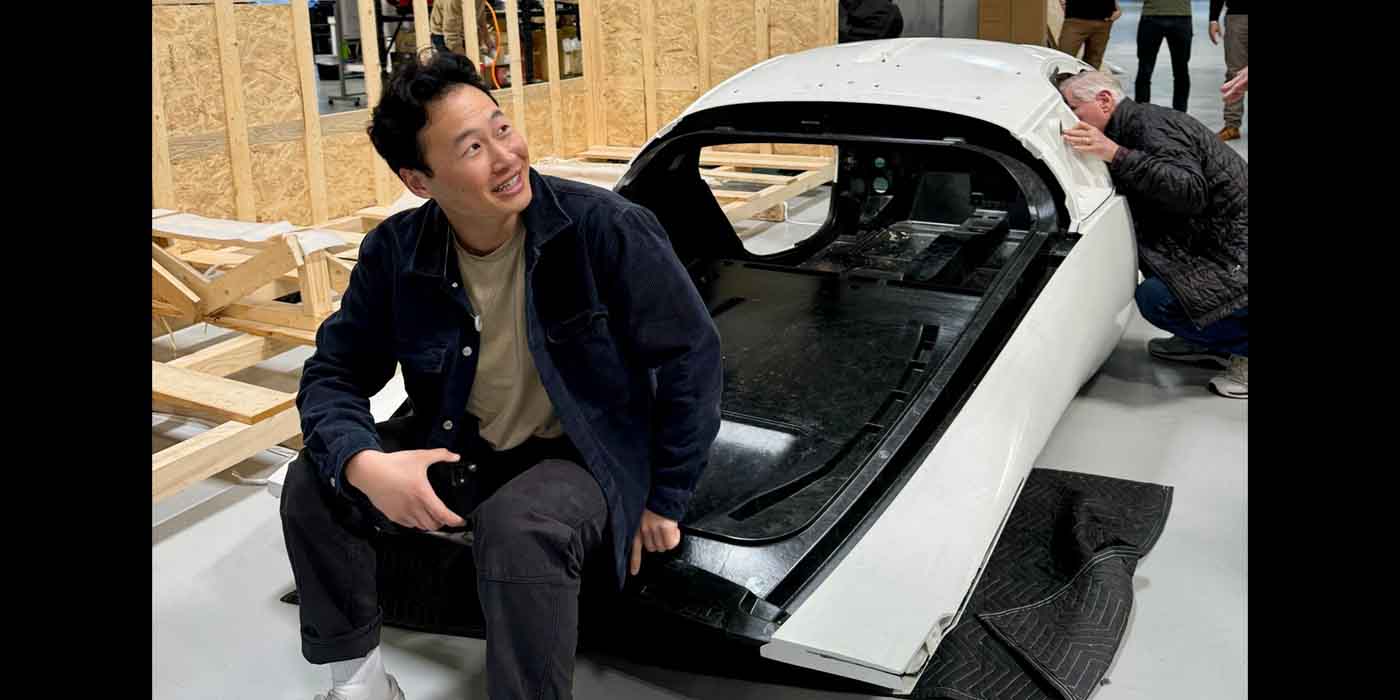 Aptera's first solar EV production body arrives at its headquarters