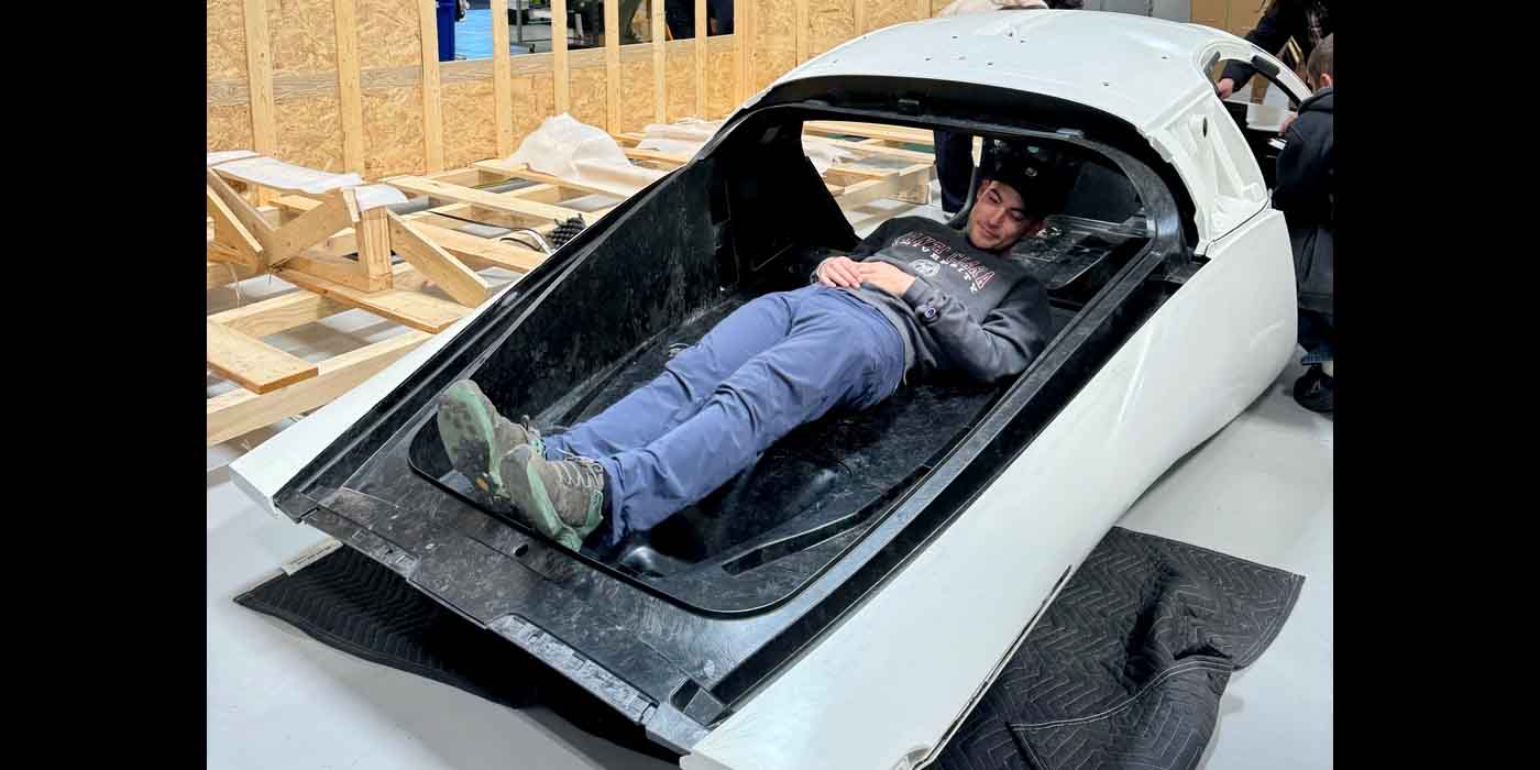 Aptera's first solar EV production body arrives at its headquarters