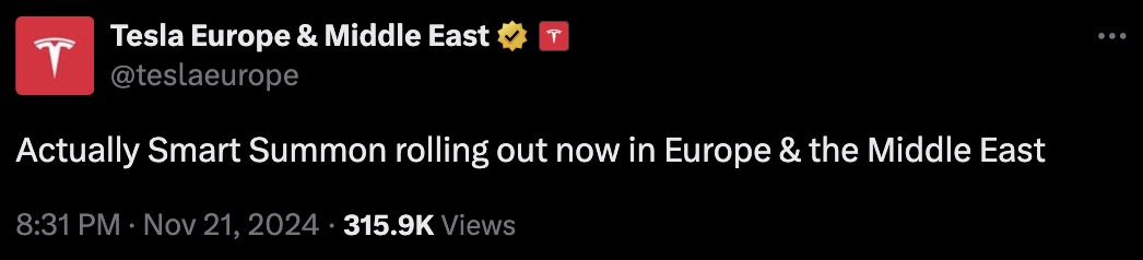Tesla brings 'Actually Smart Summon' to Europe and Middle East where ...