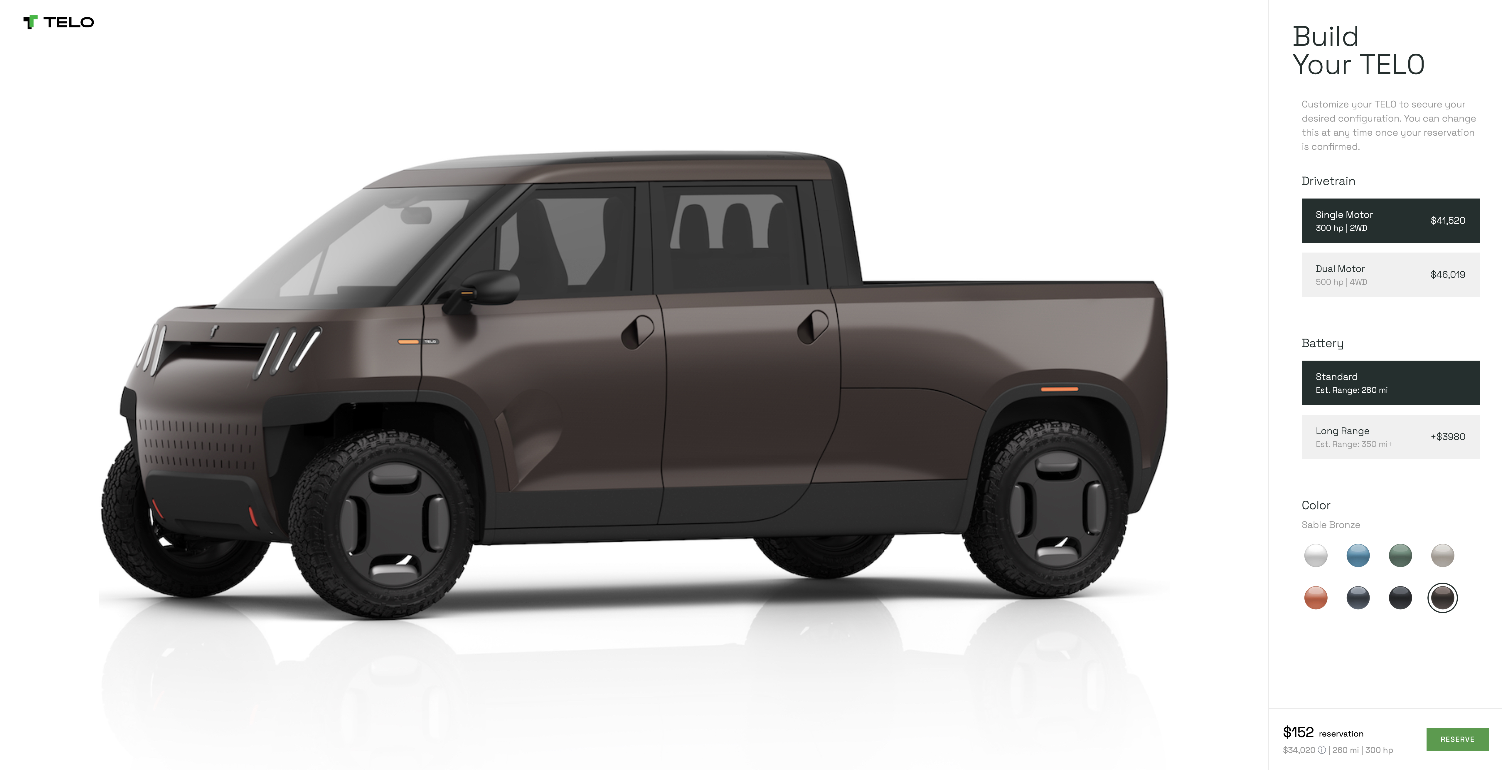 TELO's tiny electric truck gets a configurator and a $41k base price