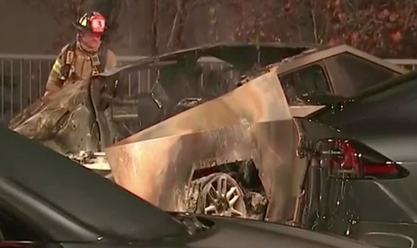A Tesla Cybertruck burned down at Tesla lot in Atlanta, battery fire ...