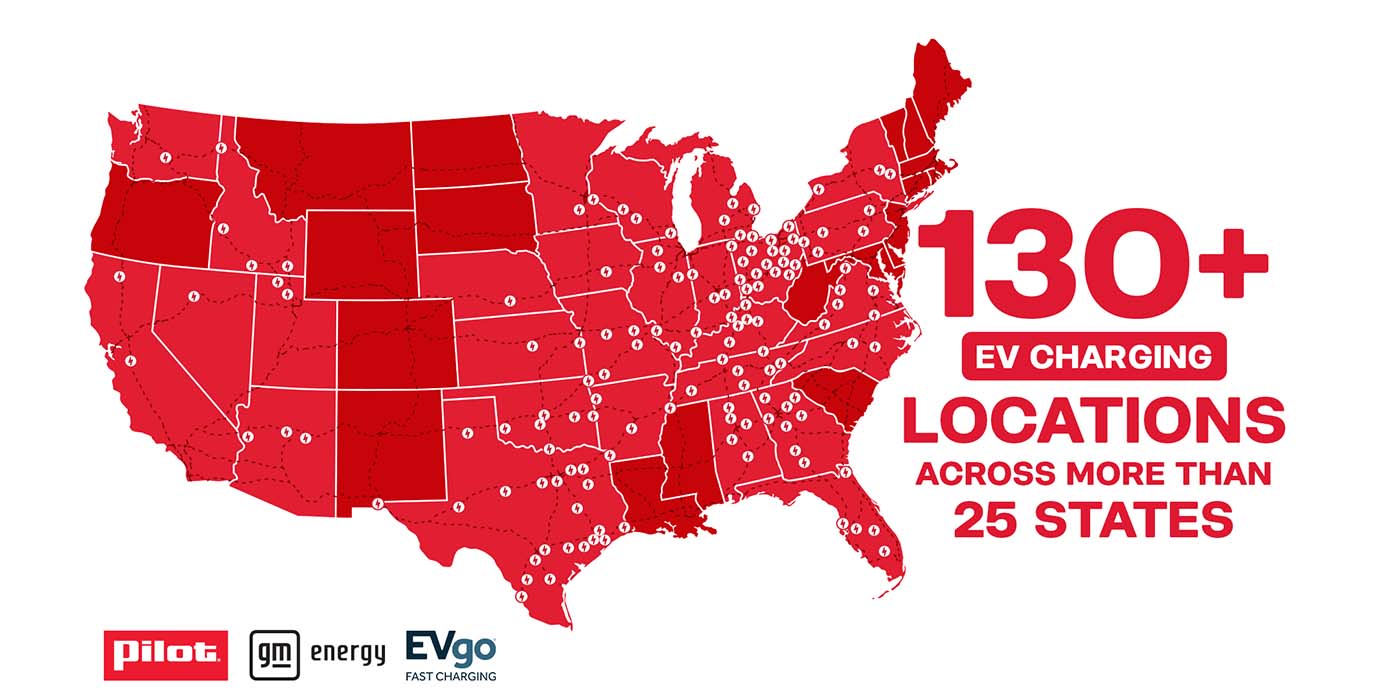 GM, Pilot, EVgo have installed EV fast chargers across 25+ states