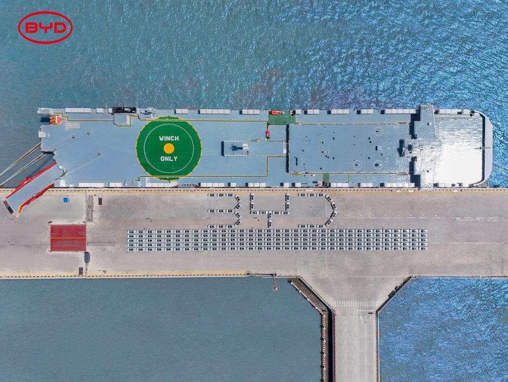 BYD has the world's largest car transport ship and it just set sail