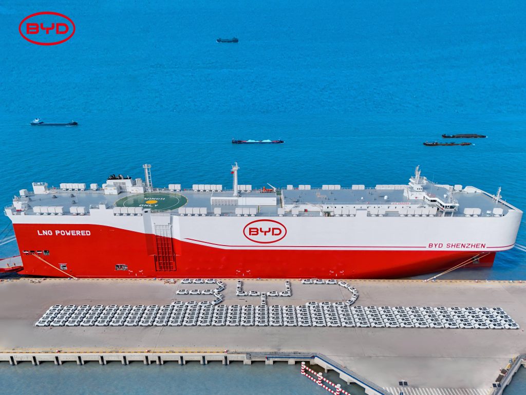 BYD has the world's largest car transport ship and it just set sail