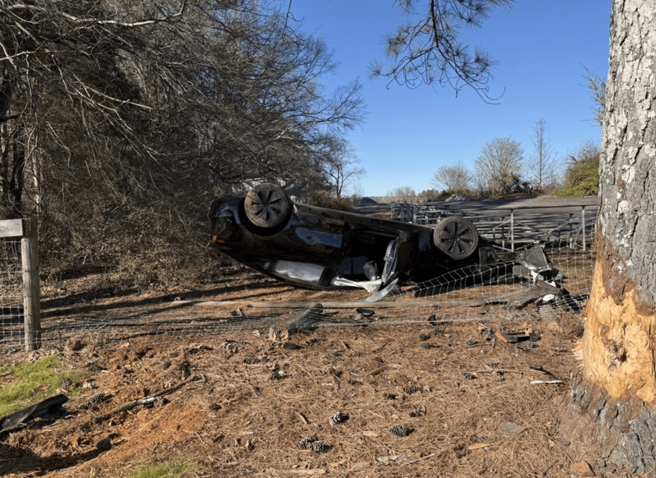 Tesla Full Self-Driving veers off road, flips car in scary crash driver ...