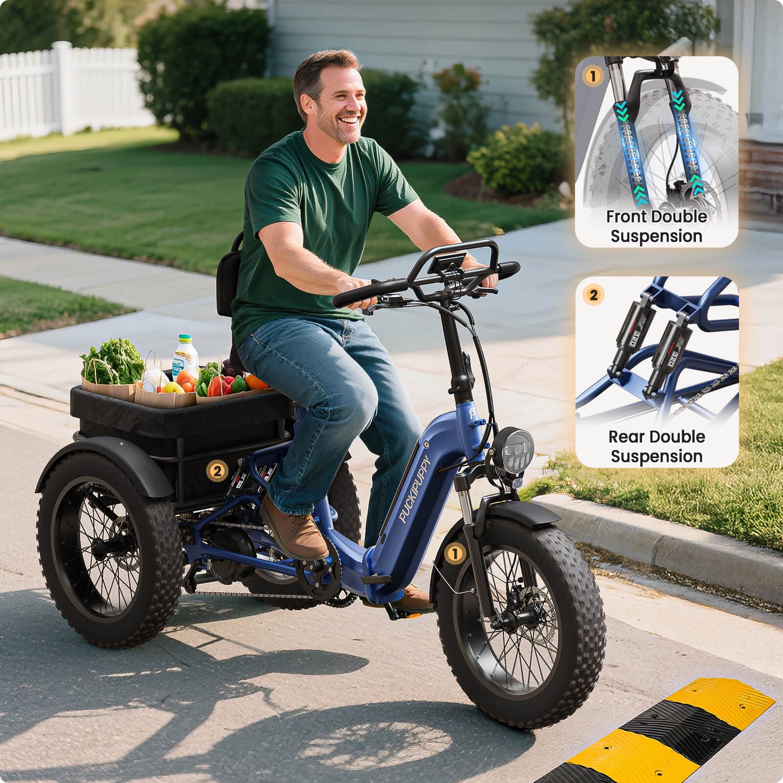 New full-suspension e-trike offers 960W of power and 500 lb limit