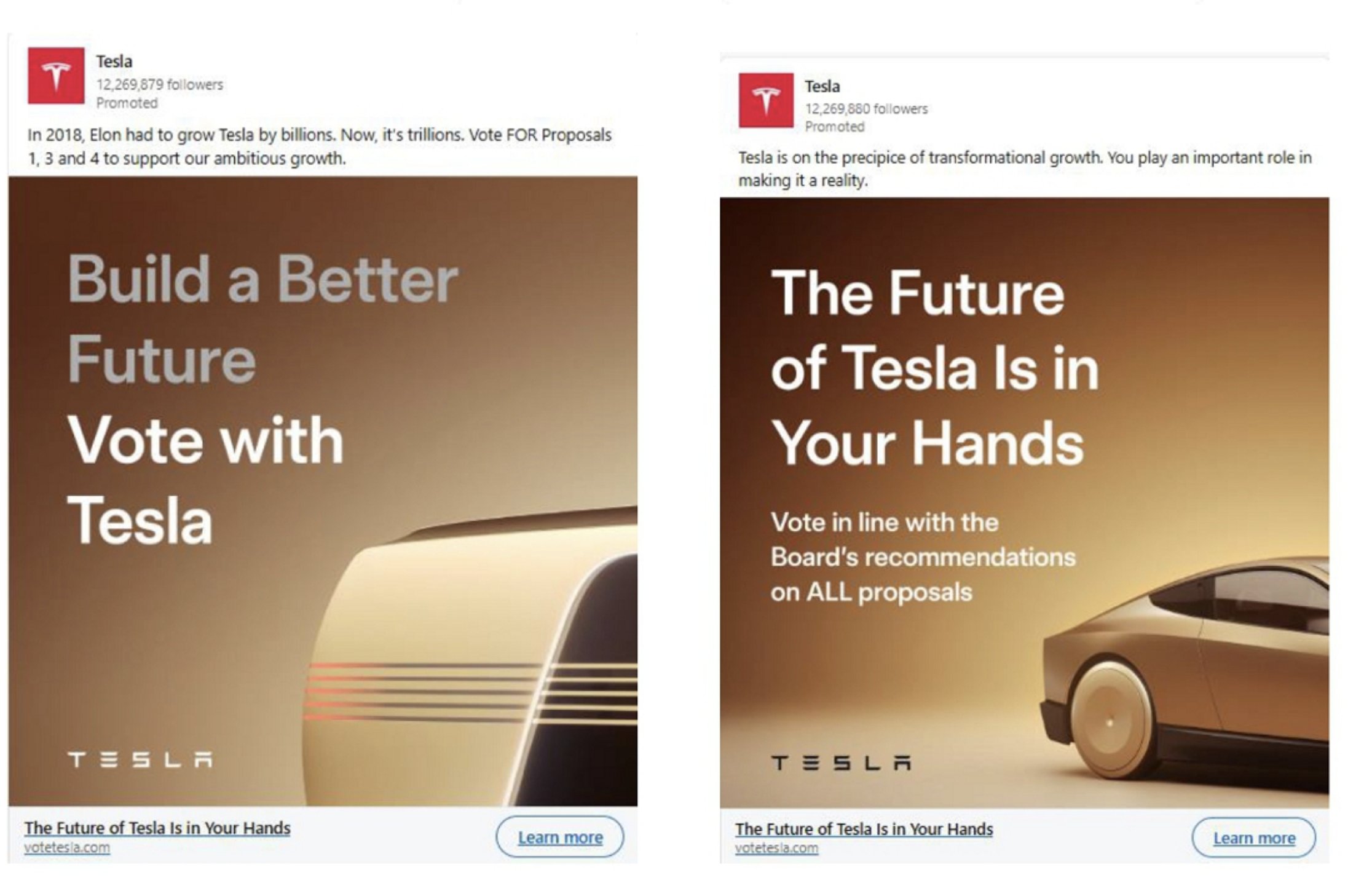 Tesla is now buying ads on Elon Musk's X to get people to vote for his ...