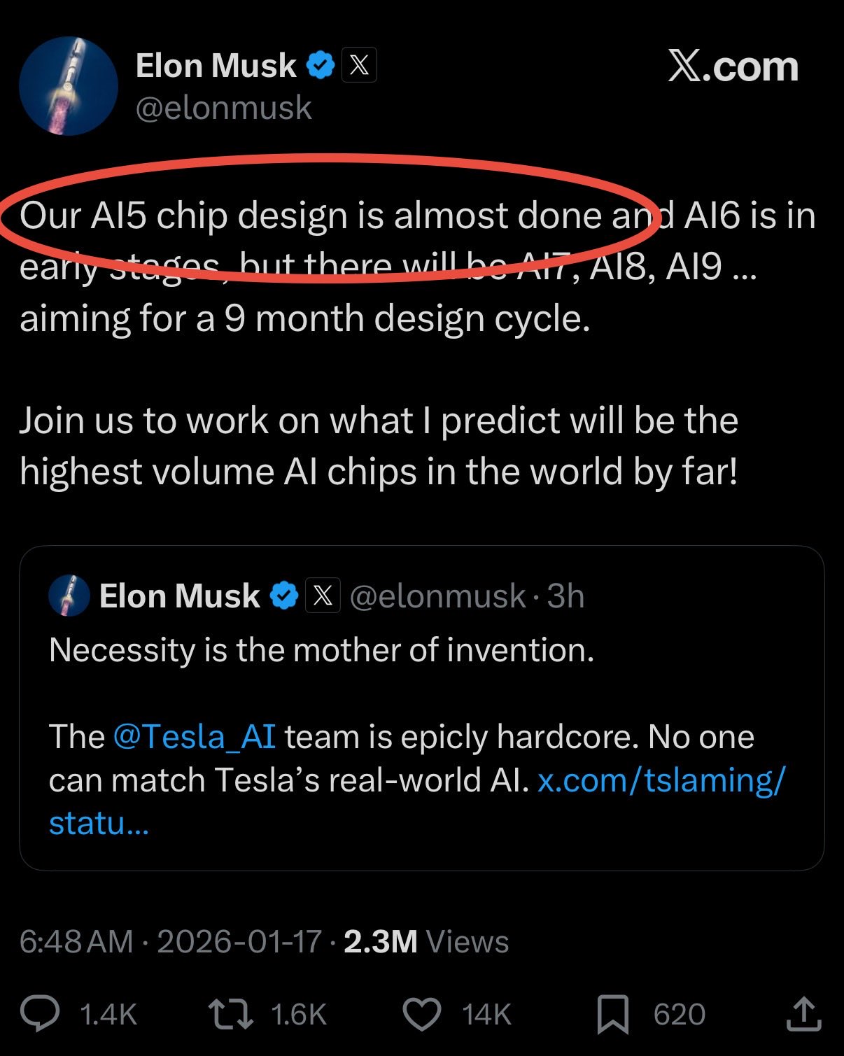Elon Musk says Tesla 'almost done' with AI5 design, 6 months after ...